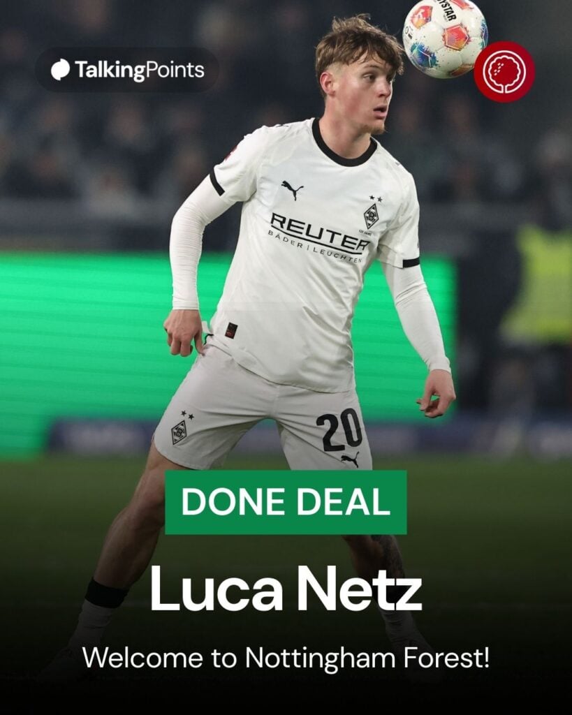 Luca Netz delivers instant reaction after signing for Nottingham Forest